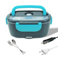 China 24v 12v Electric Lunch Boxes Lunch Warmer Steamer with 1.5L Capacity Gray Blue for sale