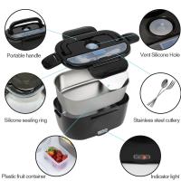 China Electric Lunch box with Dual Voltage and 1.5L Stainless Steel Container Black for sale