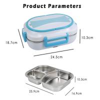 China Electric Lunch Box 60W Four-Clasp Hand12V/24V Lunch Box With Carry Bag And Fork And Spoon White Blue for sale