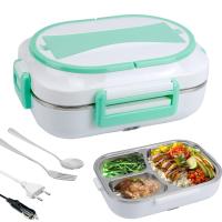 China Electric Lunch Box Fast 60W Portable Food Warmer Removable 304 Stainless Steel Container Fork Spoon for sale
