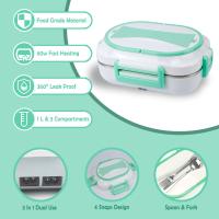 China Electric Lunch Box Fast 60W Portable Food Warmer Removable 304 Stainless Steel Container Fork Spoon for sale