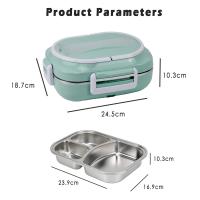 China Electric Lunch Box Fast 60W Portable Food Warmer Removable 304 Stainless Steel Container Fork Spoon for sale