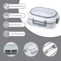 China Electric Lunch Box Food Heater Portable Food Warmer With  Fork & Spoon  60W Lunch Box 1.5L Crockpot Lunch Warmer Grey for sale