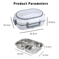 China Electric Lunch Box Food Heater Portable Food Warmer With  Fork & Spoon  60W Lunch Box 1.5L Crockpot Lunch Warmer Grey for sale