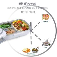 China Electric Lunch Box Food Heater Portable Food Warmer With  Fork & Spoon  60W Lunch Box 1.5L Crockpot Lunch Warmer Grey for sale
