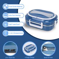 China Heated Bento Box Electric Lunch Box 3 Grid Plate Removable Container For Adults Dark Blue for sale