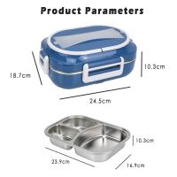 China Heated Bento Box Electric Lunch Box 3 Grid Plate Removable Container For Adults Dark Blue for sale