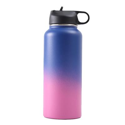 China Double Wall Stainless Steel Insulated Vacuum Thermos Cup Gradient Pink Blue 18oz for sale