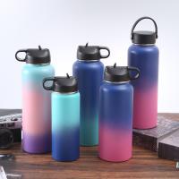 China Double Wall Stainless Steel Insulated Vacuum Thermos Cup Gradient Pink Blue 18oz for sale