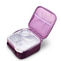 China 3 Compartment Stainless Steel Leak Proof Lunch Box with Lunch Bag 720ml Purple for sale