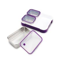 China 4-Compartment Leak Proof Metal Lunch Box with 1060ml Capacity for sale