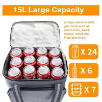 China Thermal Cooler Insulation Bags For Picnic 15L Big Capacity Grey for sale