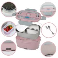 China Leakproof Electric Lunch Box With 1.5L Stainless Steel Food Heater Grey Pink for sale