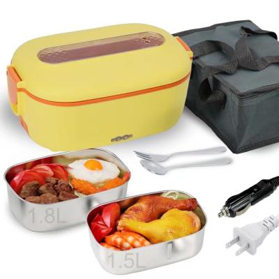 China 2 Compartment Electric Lunch Box 1.5L Stainless Steel Container 80W for sale