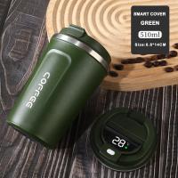 China Vacuum Insulated Stainless Steel Water Cup Smart Temperature Display 510ML Green for sale
