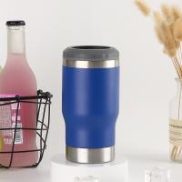 China Outdoor Portable Stainless Steel Double Cover Beer Cup Cold Ice Car Cup Blue for sale