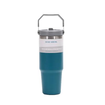 China 304 Stainless Steel Vacuum Insulated Car Straw Cup 30oz Green for sale