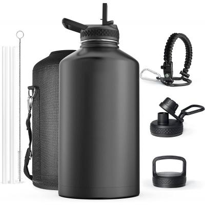 China 64oz Insulated Water Bottle With Paracord Handles & Strap Stainless Steel Metal for sale