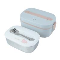 China Electric Food Warmer Lunch Box Food Heater with Dual Power 24V/220V Portable Heated Lunch Container with Utensils for sale