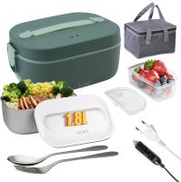 China Electric Heated Lunch Box for Car Truck Home 1.8L Portable Food Warmer with 12V/24V/110V/220V Plug Stainless Steel Leakproof Container for sale