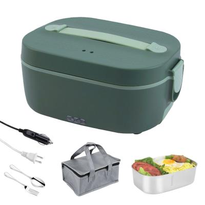 China 80W Heated Lunch Box for Adults 12/24/110V Portable Food Warmer LunchBox with 304 Stainless Steel Container for Office/Car/Truck for sale