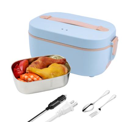 China Double Cover Design Electric Lunch Box For Adults 80W Heated Lunch Box 1.5L Stainless Steel Portable Food Warmer 12/24/110V for sale