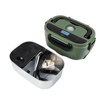 China Portable Electric Lunch Box with Spoon 12V/24V Food Heater Stainless Steel Liner Warm-Keeping Rice Container Bento Box for Home for sale