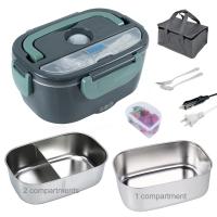 China Multi-Voltage Electric Lunch Box 220V/110V & 12V/24V Portable 304 Stainless Steel Food Warmer for Office, Car, Home & Outdoor Use for sale