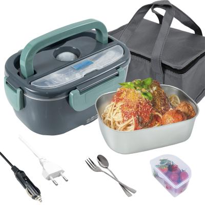 China 3-in-1 Electric Lunch Box for Car, Truck, and Home Fast Heating 304 Stainless Steel Food Warmer 12V/24V/220V Leak-Proof Design for sale