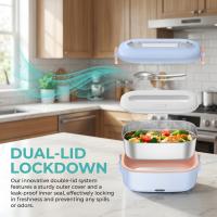 China Leakproof Electric Lunch Box Fast Heating Food Warmer with Stainless Steel Container for sale