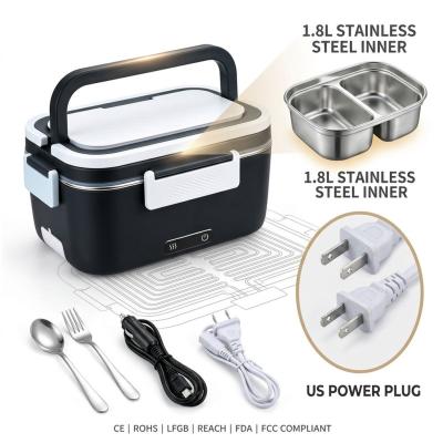 China 110V 1.8L Electric Food Warmer Lunch Box 5-in-1 Portable Stainless Steel Heated Meal Container for sale