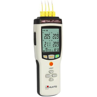 China HE704 Quad Channel Thermocouple Data Logger with 4 Inputs and 8 Sensor Types for Temperature Measurement for sale