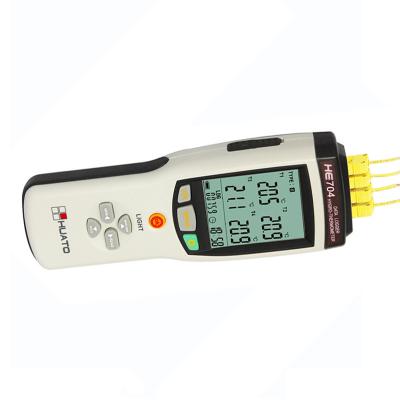 China HE704 4-Channel Thermocouple Data Logger with Display -200°C to +1800°C Range 8 Sensor Types for sale