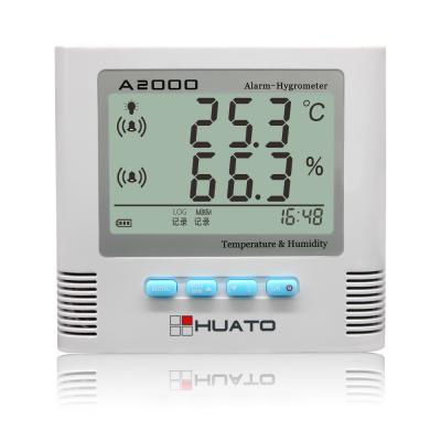 China Huato A2000-TH Digital Thermometer Hygrometer -20℃ to 70℃ with Sound Light Alarm 0.1°C Resolution for sale