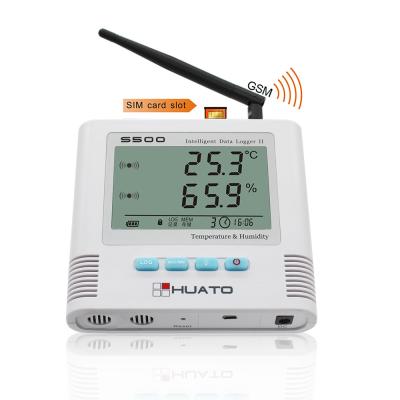 China HUATO S500-TH-GSM SMS Temperature Humidity Monitor with 43,000 Data Capacity and GSM Alert System for sale
