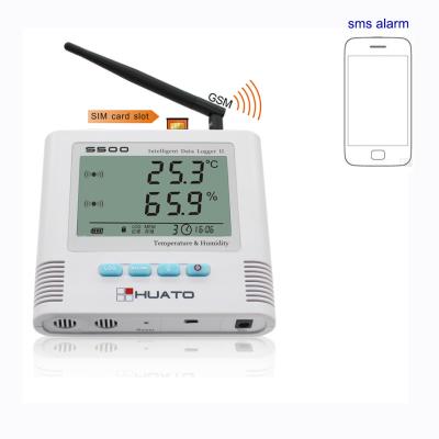 China GSM SMS Alarm Temperature Humidity Data Logger with LCD Display - ±0.5℃ Accuracy, 65,000 Record Capacity for sale