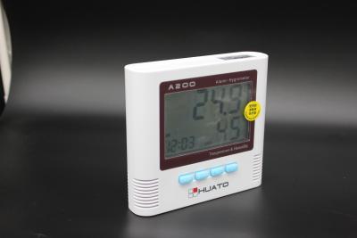 China Large LCD Digital Thermometer Hygrometer with Clock Alarm -50 to 70°C 10 to 99%RH for sale