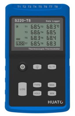 China Huato S220-T8 8 Channel Temperature Data Logger with -200°C to +1800°C Range and 86,000 Reading Capacity for sale