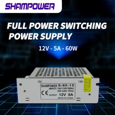 China Driver 12V5A60W single output  SMPS with CE DC12V60W full watt Iron Case for LED Lighting Factory Outlet for sale