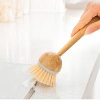China Sustainable Bamboo Scrubbing Brush 22*7cm  Natural Bristle Dish Brush for sale