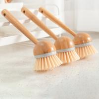China Sustainable Bamboo Scrubbing Brush 22*7cm  Natural Bristle Dish Brush for sale