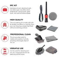 China Customization Car Cleaning Brush Set 9 Piece Car Wash Brush Kit Sustainable for sale