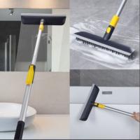 China 2 In 1 Floor Scrubber Brush With Telescopic Handle Push Broom Brush With Squeegee for sale