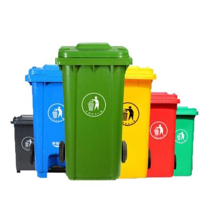 China Green HDPE Plastic Wheel Dustbin 100L 120L Outdoor Plastic Dustbin for sale
