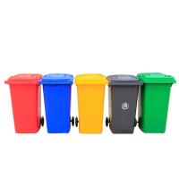 China Green HDPE Plastic Wheel Dustbin 100L 120L Outdoor Plastic Dustbin for sale