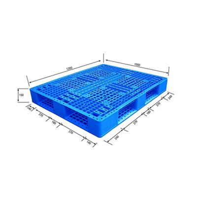 China Blue PP HDPE Plastic Pallets Dynamic Load 1200KG 1200×1000×150mm for sale
