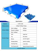 China Single Side 1200x1000 Euro Plastic Pallet 4 Way Entry Blue Custom for sale