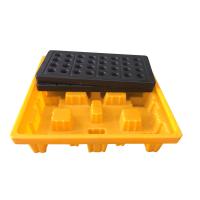 China 220L IBC Plastic Spill Pallets 55 Gallon Drum Containment Yellow for sale