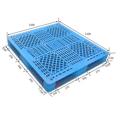 China Double Sides HDPE Oversized Plastic Pallets 1200x1100mm Blue for sale