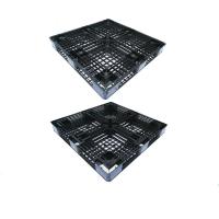 China Recycled Black Plastic Pallet 1100x1100x150mm 8000Kg Static Load for sale